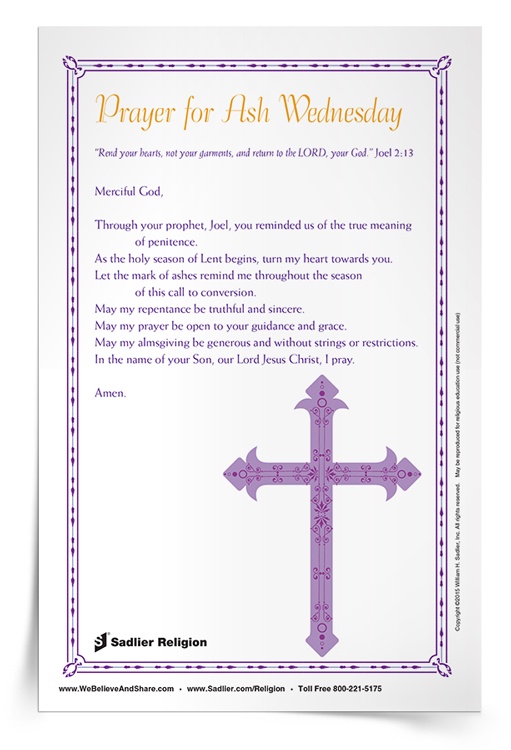 A Printable Reflection and Prayer for Ash Wednesday